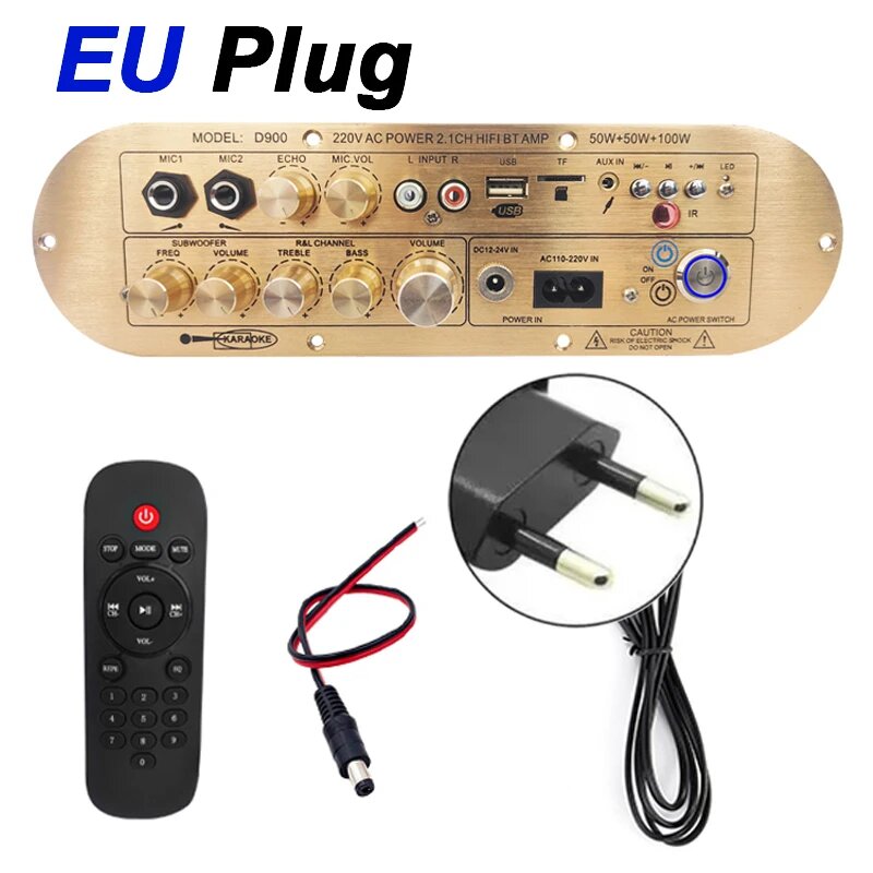 Усилитель D900 Woopker 2.1 Bluetooth 50Вт+50Вт+100Вт EU plug