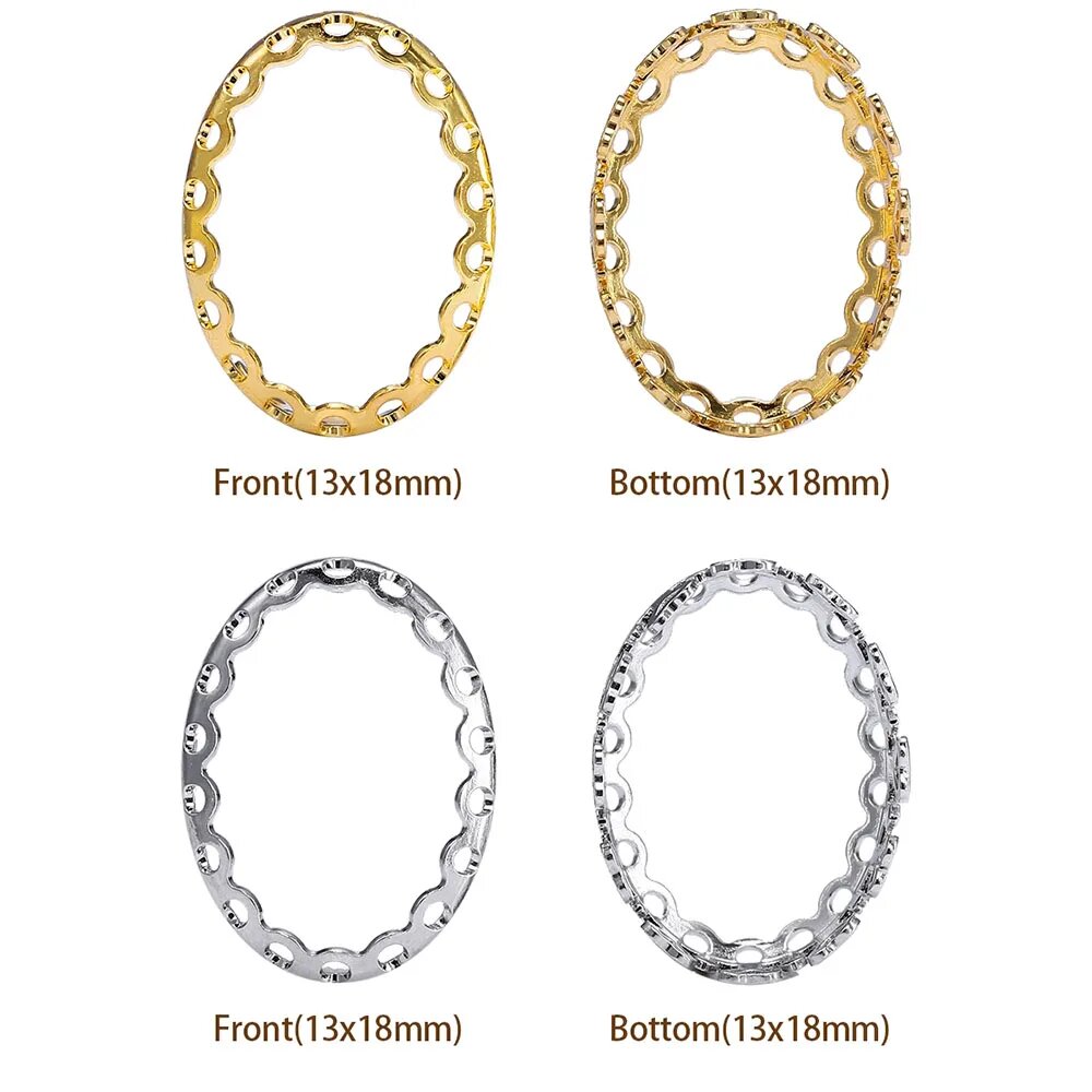 Металлические камни для шитья QIIY Gold Base, Oval 13X18MM
