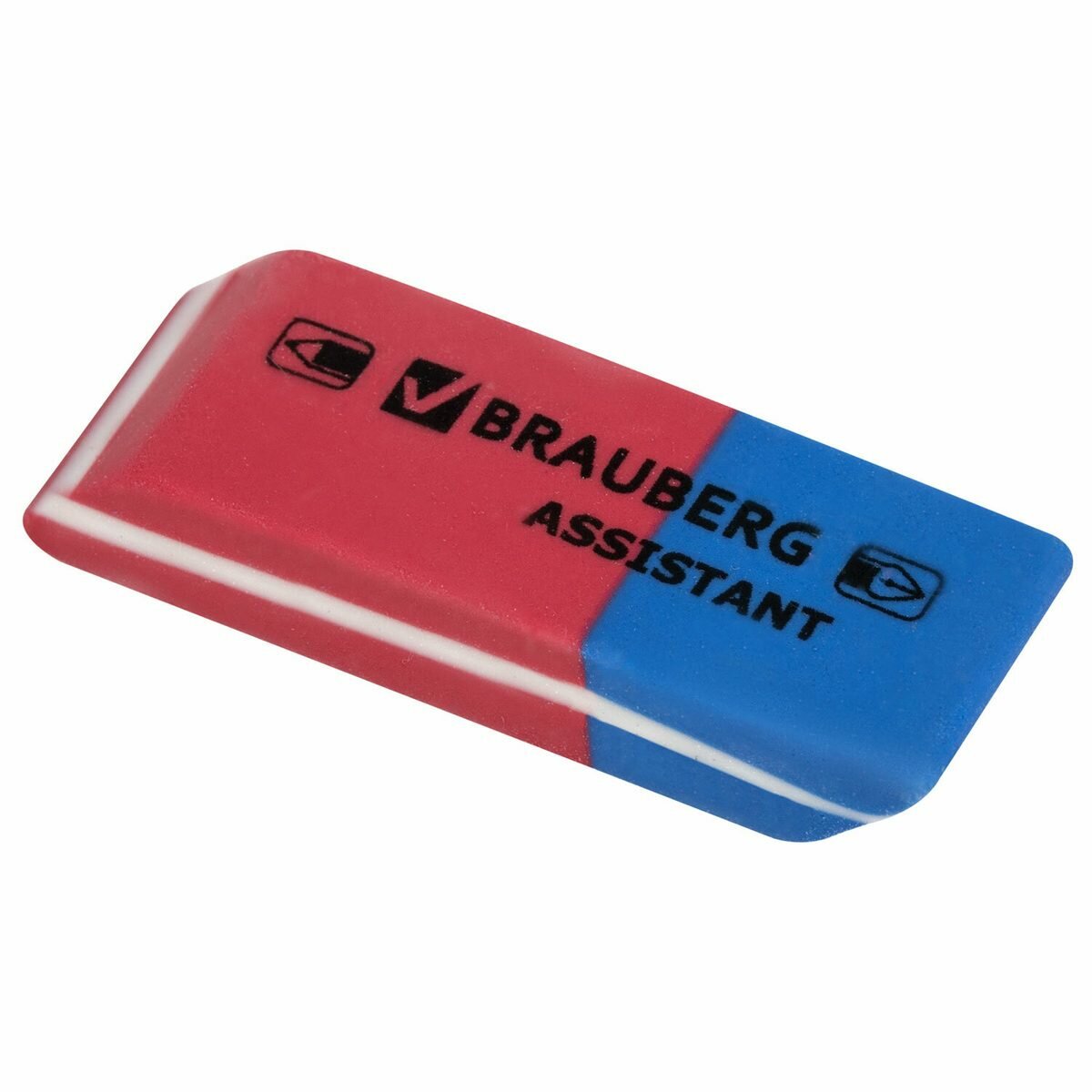Ластик Brauberg Assistant 80, 41х14х8мм, красно-синий, прямоугольный, скошенные края (221034), 80шт.