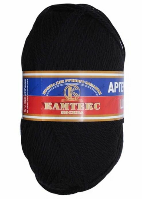 Пряжа Камтекс Аргентинская шерсть 003 чёрный (100г/200м, упаковка 10 мотков)