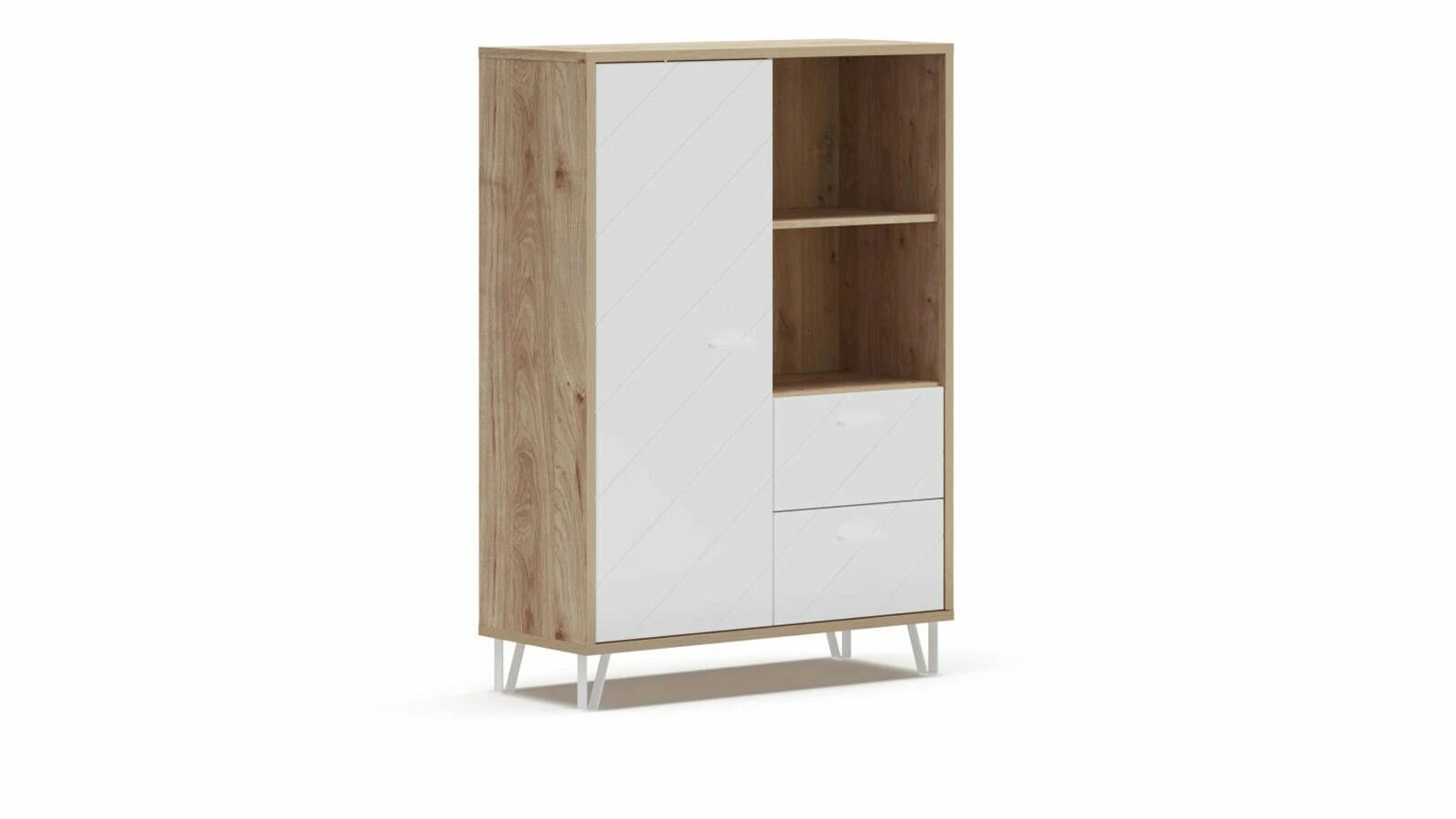 Тумба однодверная с ящиками Askona (Аскона) Agira (Агира) 98х138х41 Гикори кингстон+Белый блеск