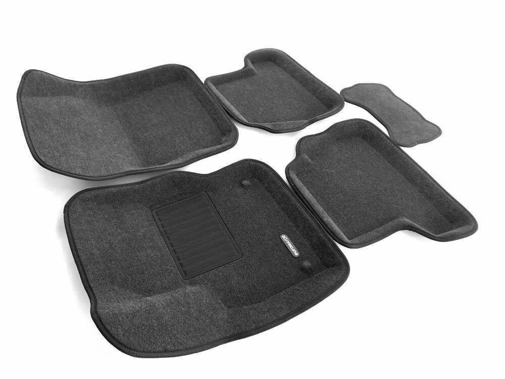 Коврики текстильные 3D Euromat для Ford Focus 3 (2011-2019) (Форд Фокус 3), с полиуретановым подпятником, темносерые