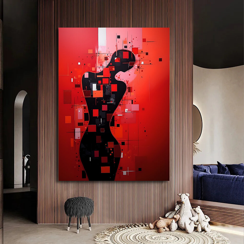 Картина на стену / Фигура девушки - абстракция, постер в интерьер / поп арт, 30х40 см.