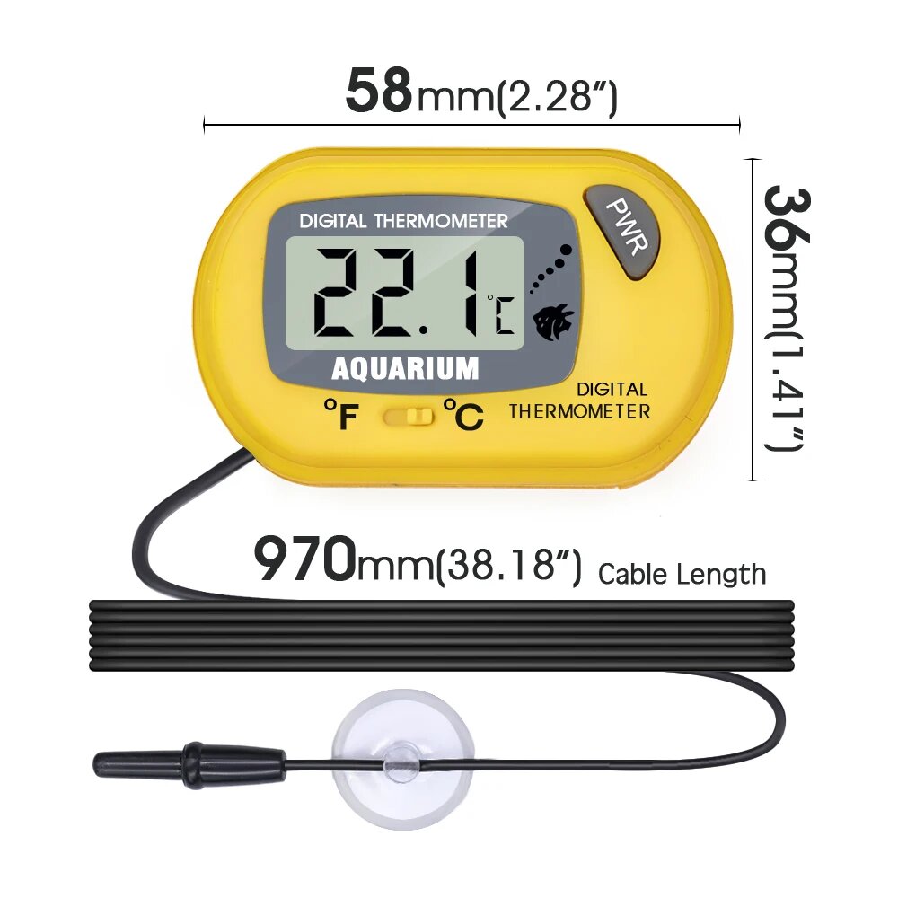 Цифровой аквариумный термометр для аквариума Желтый, B-Yellow-1PCS