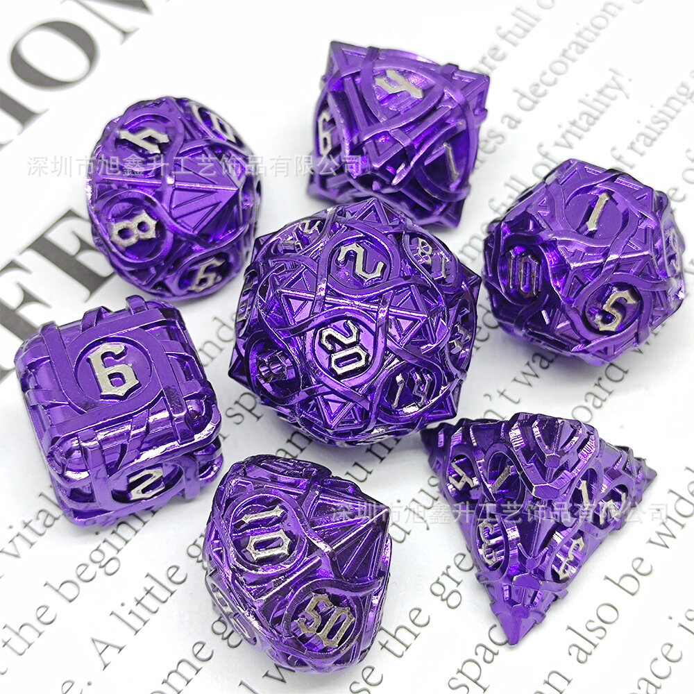 Кубики D20 COC D&D, фиолетовые, металл