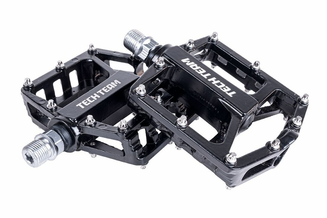 Педали для велосипеда ф 9/16, алюминиевые, AL-46, подшипник скольжения, съёмные шипы, чёрные