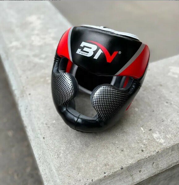 Шлем , искусственная кожа, регулируемый размер, черно-красный