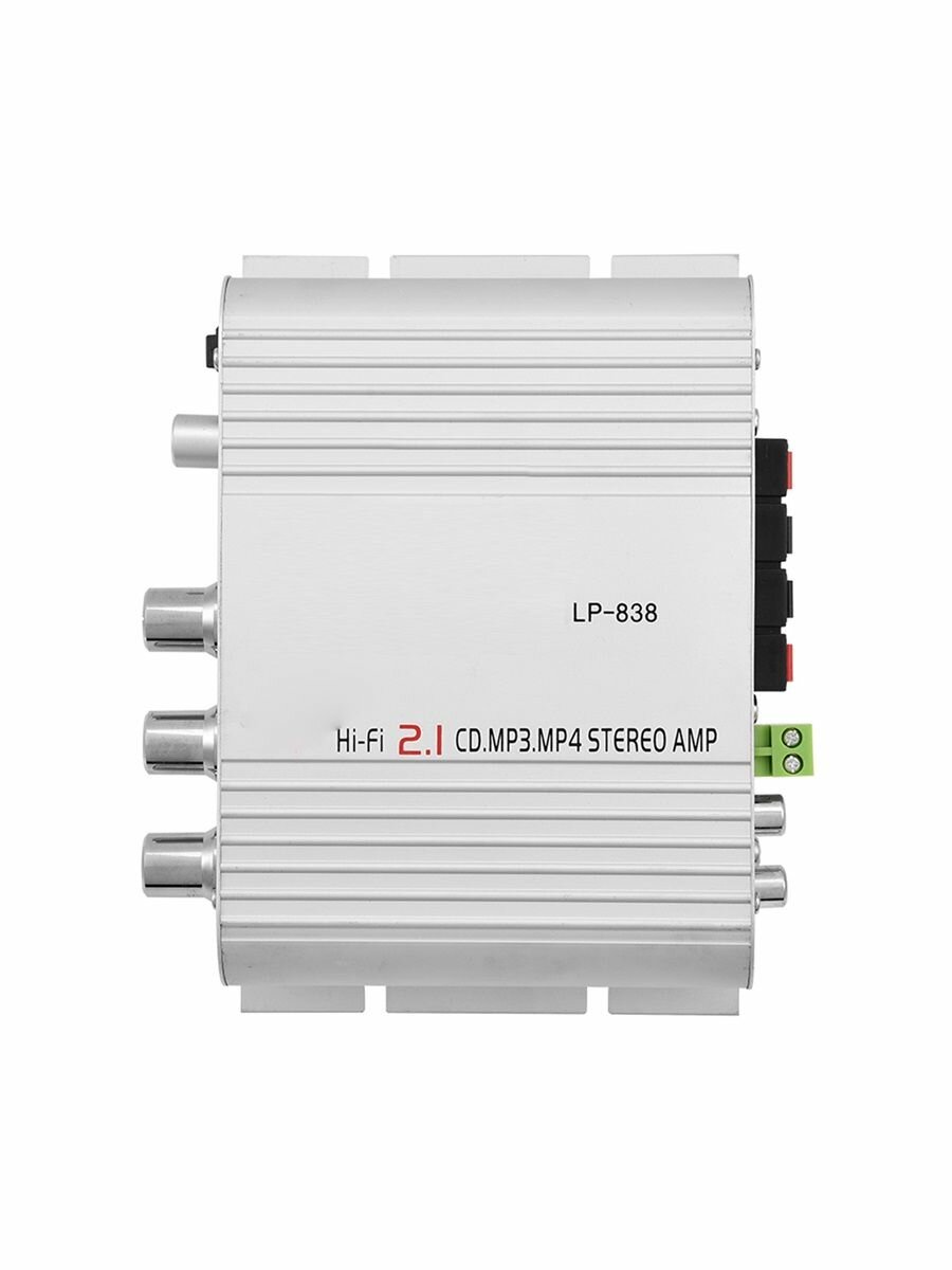 2,1-канальный мини-усилитель мощности домашнего аудио, цифровой стереоусилитель басов для автомобиля, автомобиля и домашнего использования, серебристая отделка