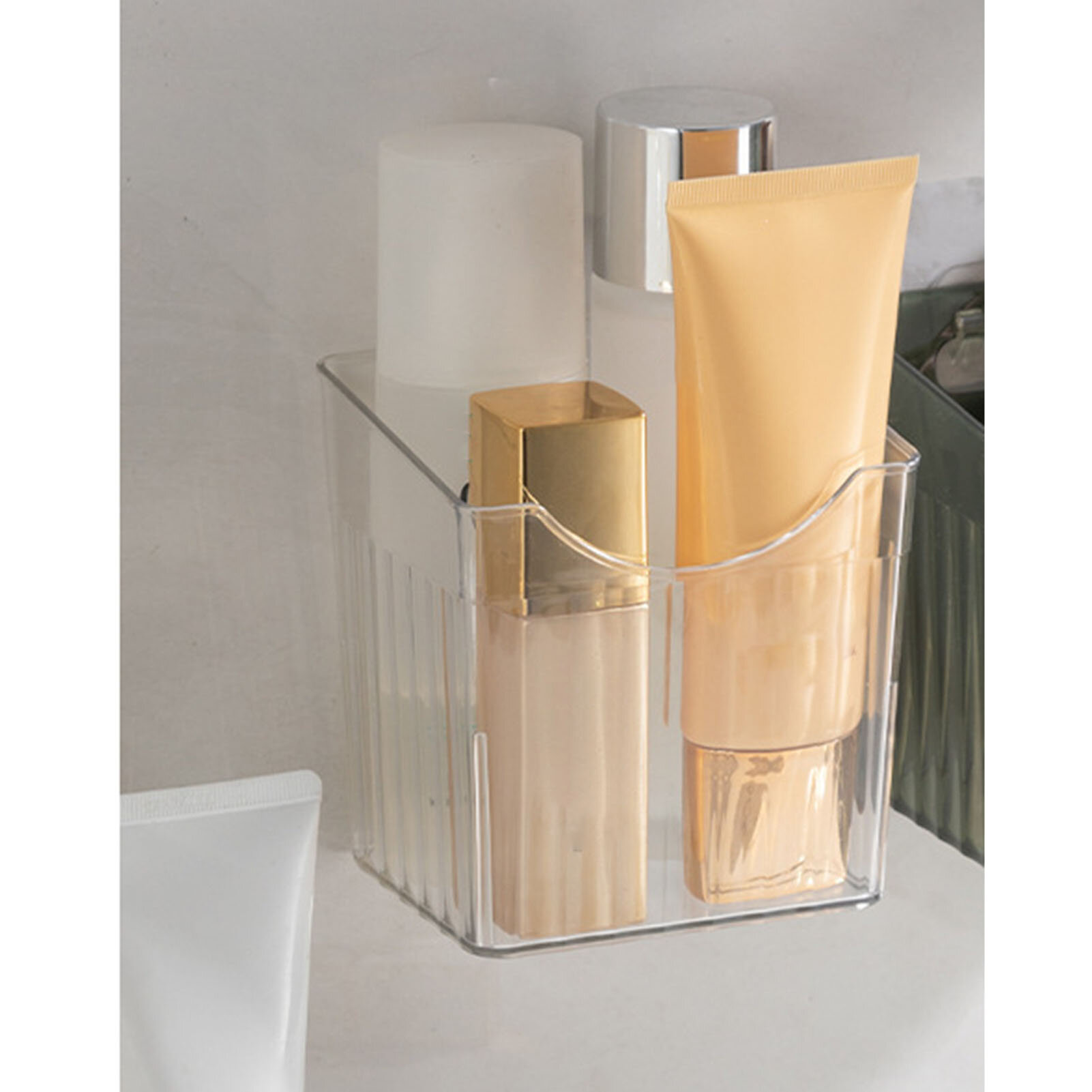 Крепёж для стены контейнер органайзер корзина для кухни ванной комнаты офиса спальни прозрачный белый, 1 шт, материал PET