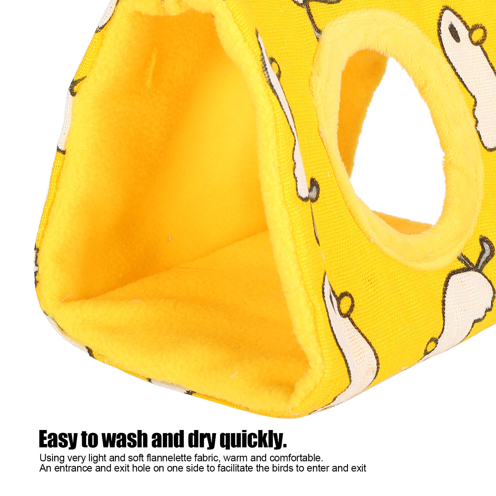 Гамак для попугаев, подвесная спальная кровать для домашних животных, теплая фланелевая игровая пещера с отверстием (S с рисунком утки, желтое дно)