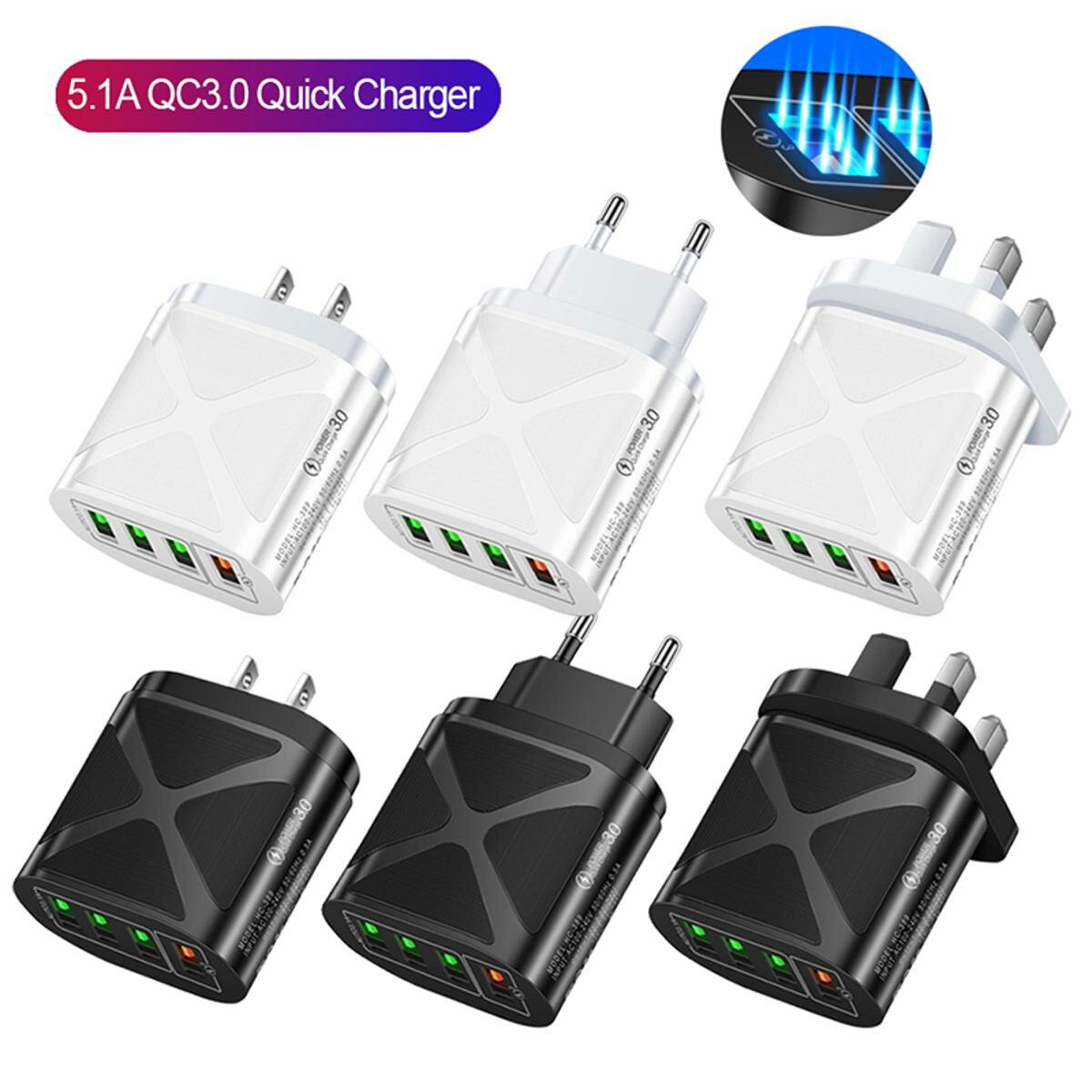 Зарядные устройства для мобильных телефонов Быстрая зарядка Быстрое зарядное устройство USB-адаптер питания для зарядки EU US UK Plug для iPhone 12 Mi 9 Redmi Note 11