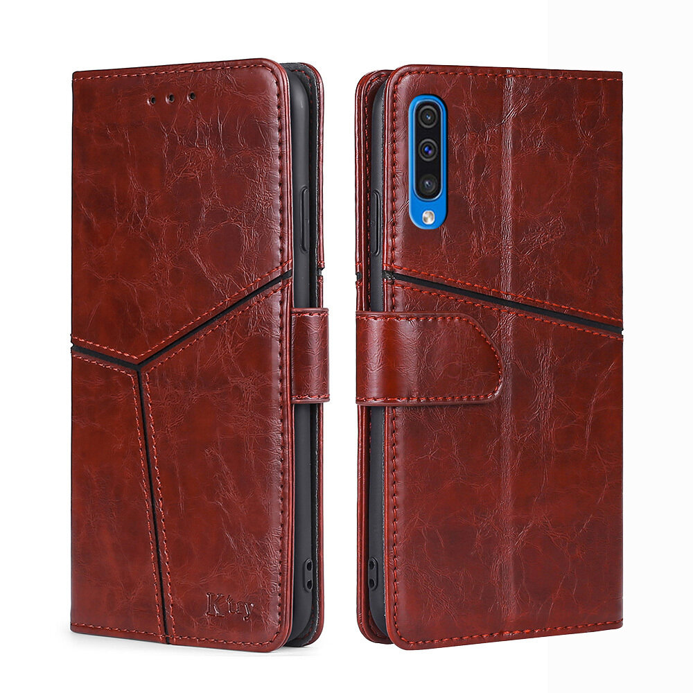 Чехол-книжка MyPads для Samsung Galaxy A50 / A30S / A50s / Самсунг А50 / А30s , объединяет геометрию (коричневый)