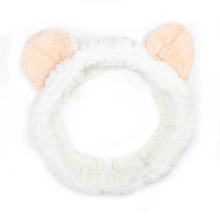 Бамбуковая повязка на голову с ушками для девочек Белый, B3