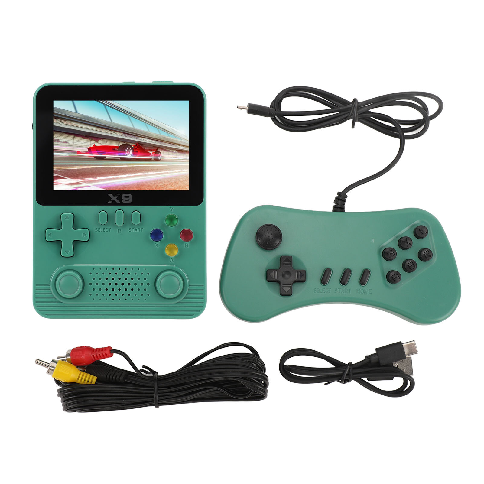 Управляемая игровая консоль с 32 г карты памяти ретро -игровой консоли поддерживает 11 эмуляторов 3,5 -дюймового экрана IPS 6000 мАч батарея зеленый