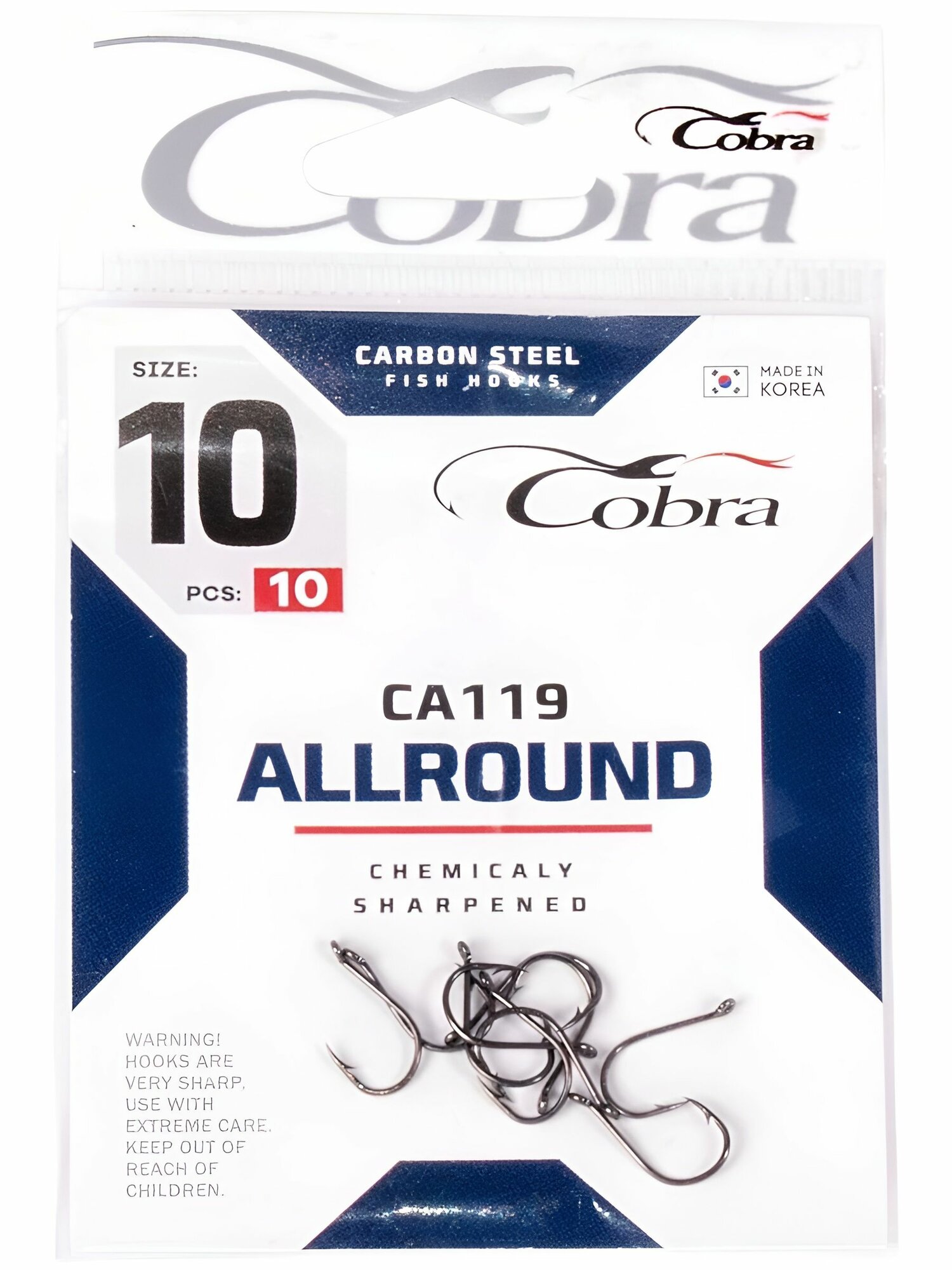 Крючки Cobra Allround HINNU CA119, разм. 10, одинарные , 10шт.