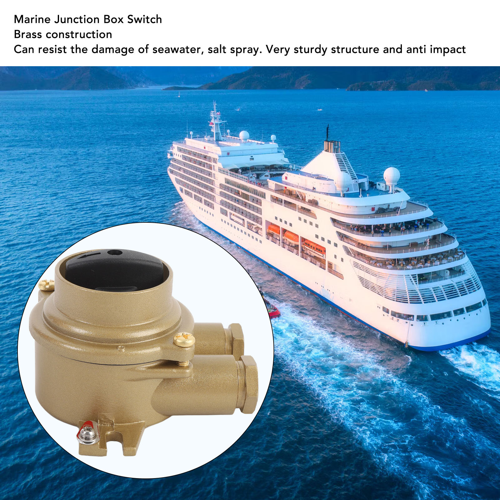 Коробка распределительная морская латунная с выключателем HH202-3 10A Отличная электропроводность Защита IP56 Лодочная электрическая распределительная коробка