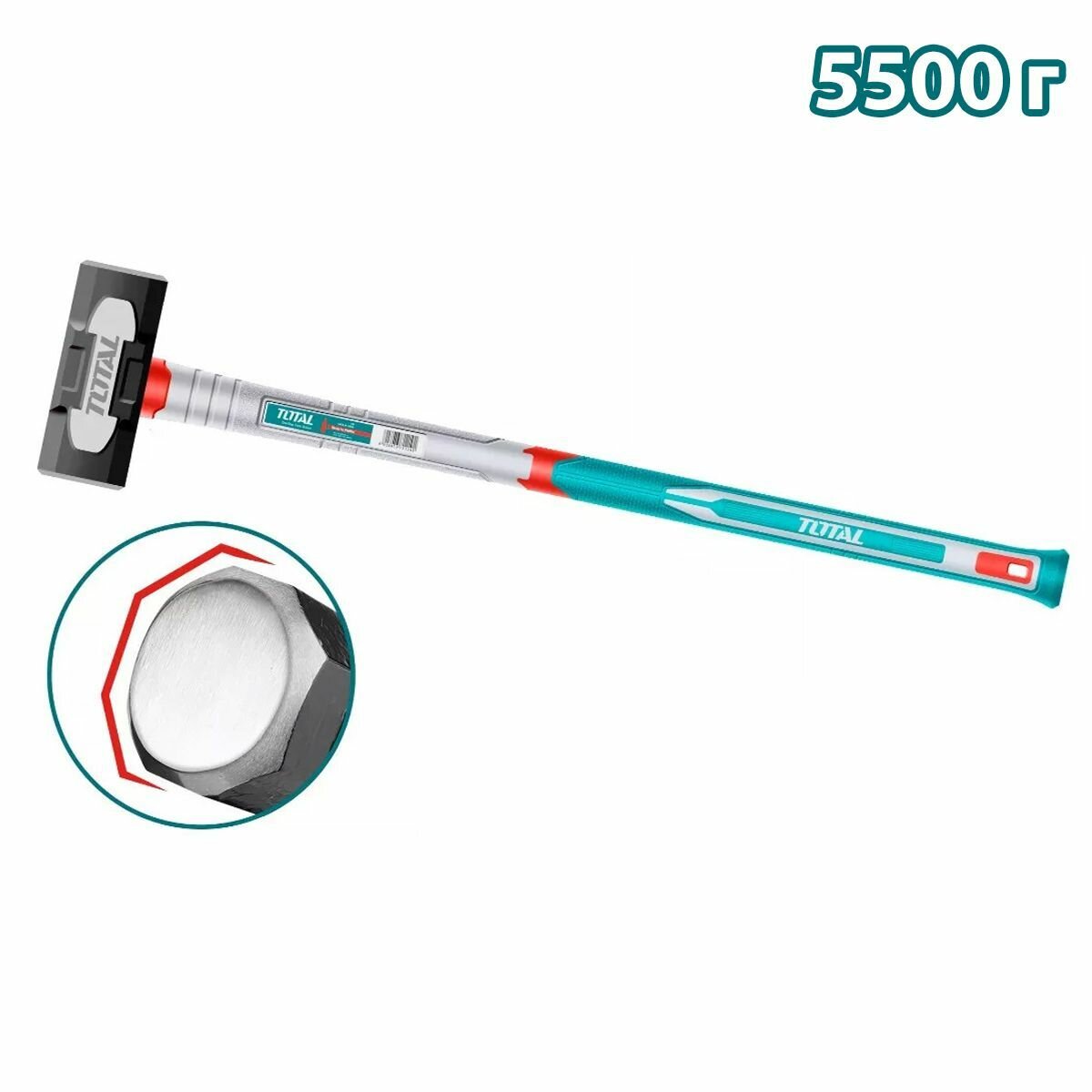 Кувалда "TOTAL THSM61598", круглая, универсальная, 5,5кг, обрезиненная ручка