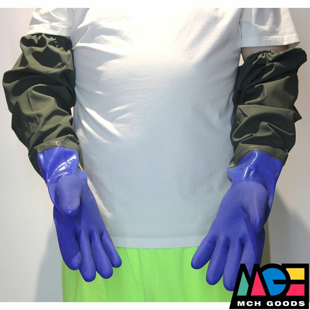 Резиновые перчатки для чистки рыбы и овощей с длинным водонепроницаемым рукавом удобные и прочные