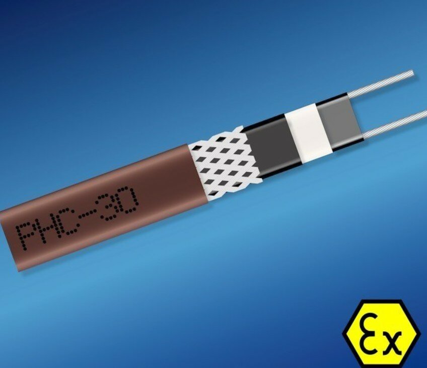 Саморегулирующийся нагревательный кабель Grand Meyer экранированный, 30 Вт/м, EX взрывозащита PHC-30