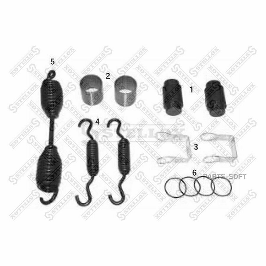 STELLOX Р/к торм. колодки 6x штампованный суппорт (пруж+пальцы+вт) ROR TE9000/9300 оси (B, Q, Z)