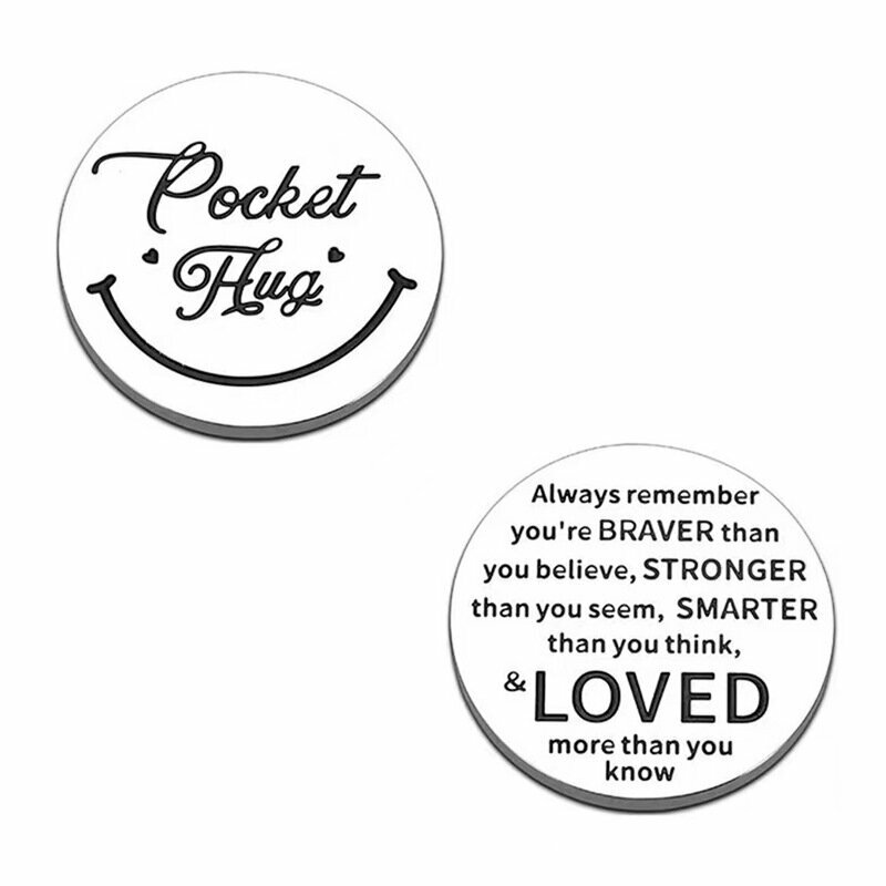 Памятная монета «Карманные объятия», двусторонний медный вдохновляющий жетон с мотивирующей цитатой, гравированная монета для поддержки силы и позитива, портативный сувенир для ежедневной поддержки