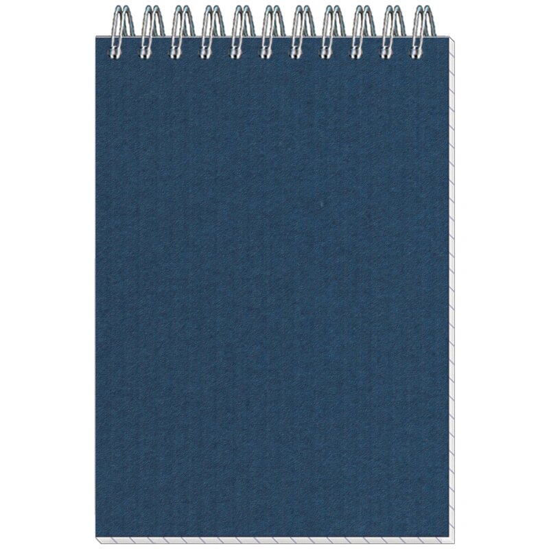 Блокнот микровельвет- А6 50л. спираль, синий, клетка 80шт