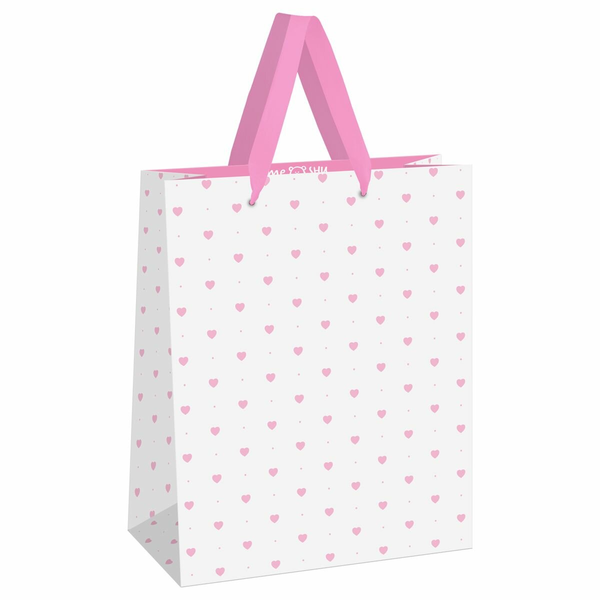 Пакет подарочный 26x32x12см MESHU "Hearts pattern", фольга, матовая ламинация (MS_66181)