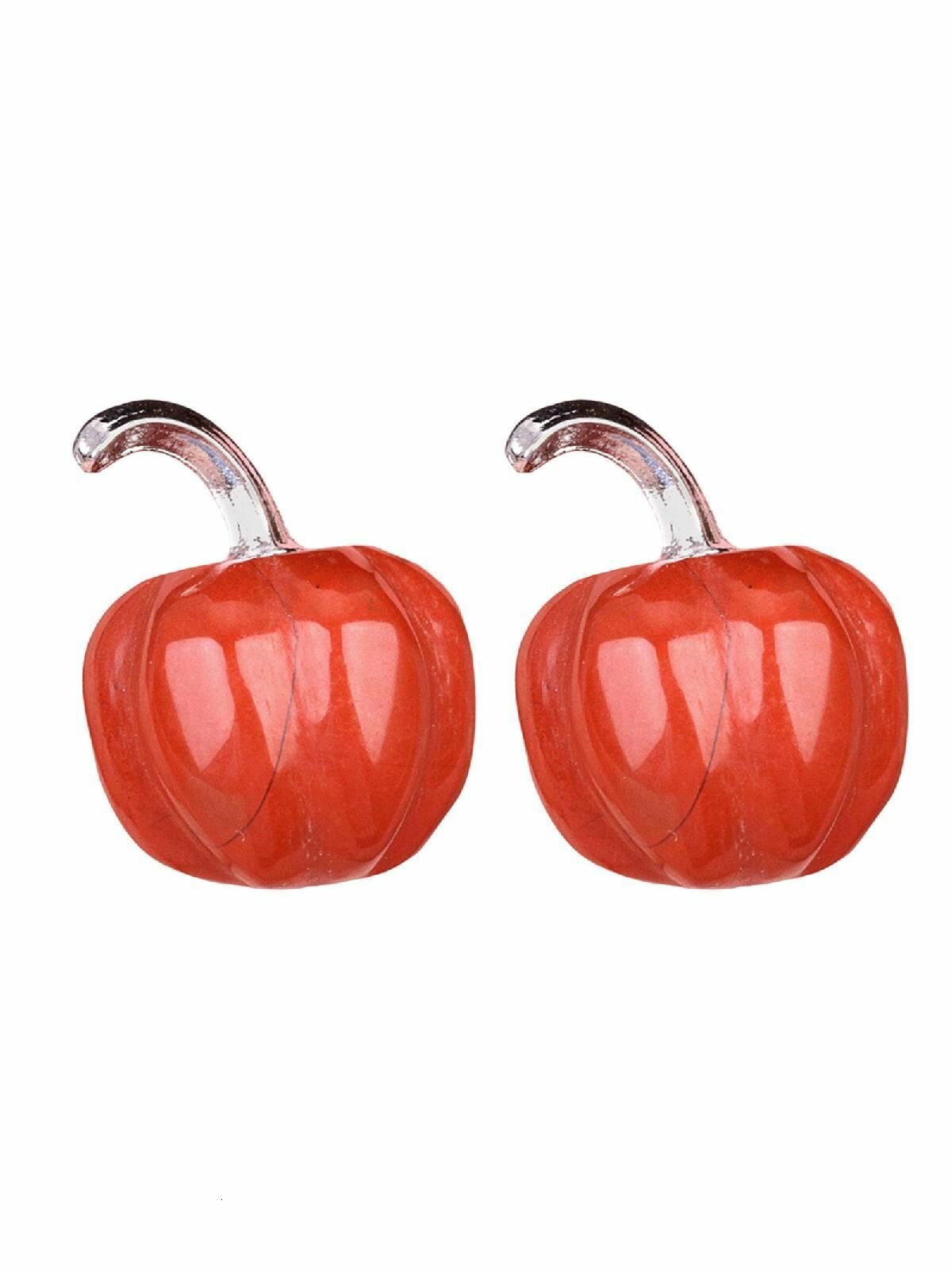 Статуэтка,2 камня-статуэтки тыквы, мини-резная статуэтка тыквы, украшение из целебного камня-красная яшма