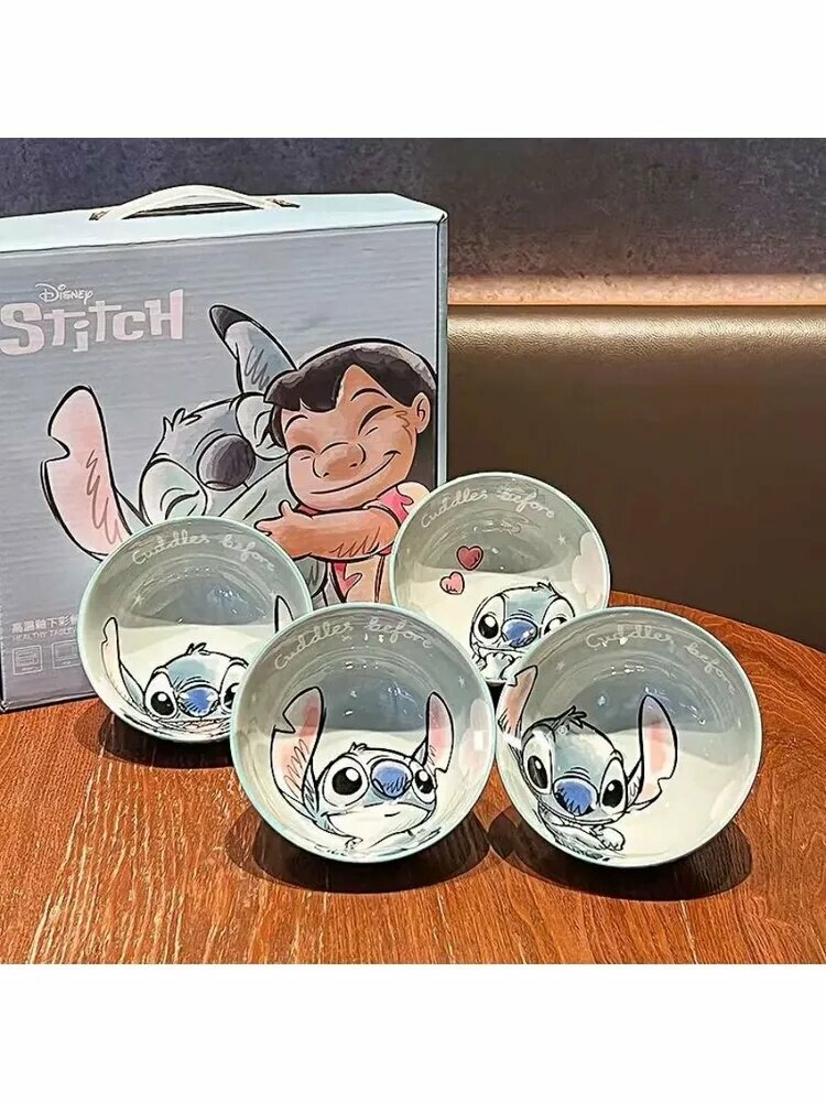 Миска Lilo & Stitch/Стич/Stitch 350 мл голубой, светло-розовый, 4 шт