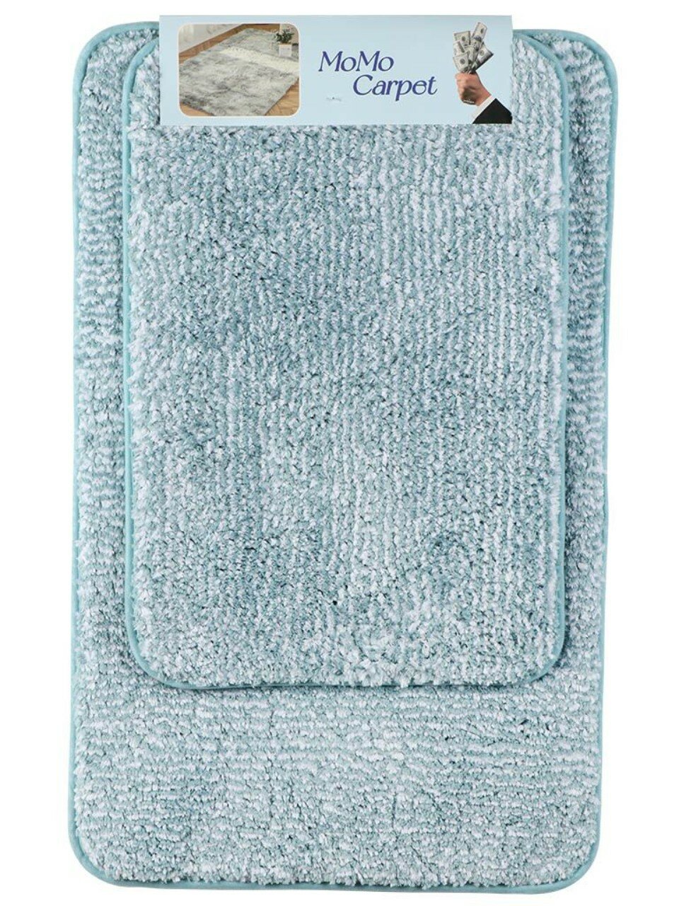 Набор ковриков для ванной и туалета, 2 шт, 0.4х0.6, 0.5х0.8 м, полиэстер, зеленый, Снежинка, A090011