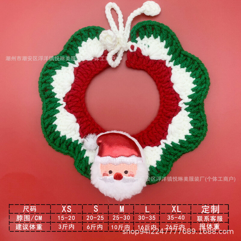 Рождественские домашние животные ручной вязаный ошейник кошачий шерстяный ошейник кошачий кот собачий шарф декоративные