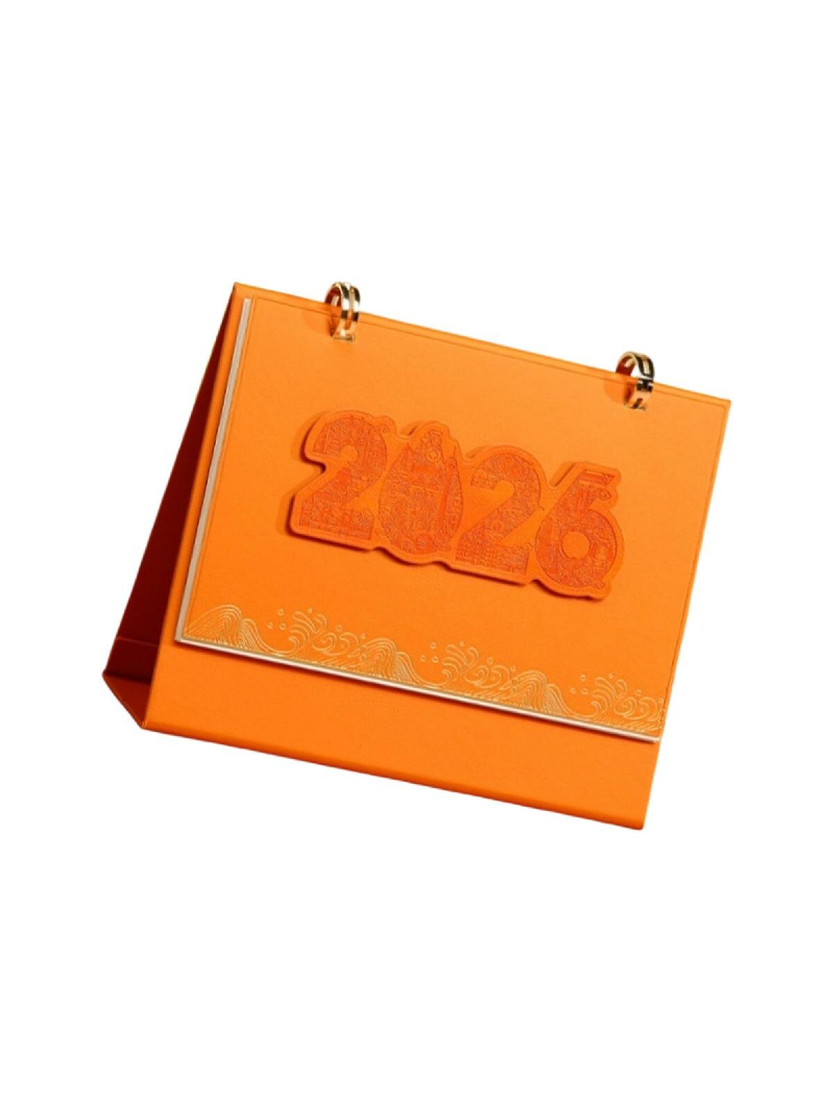 Настольный календарь на 2026 год с утолщенной основой из натуральной искусственной кожи для офиса