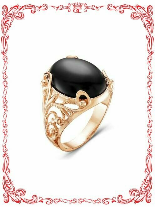 Кольцо, серебро, 925 проба, золочение, агат