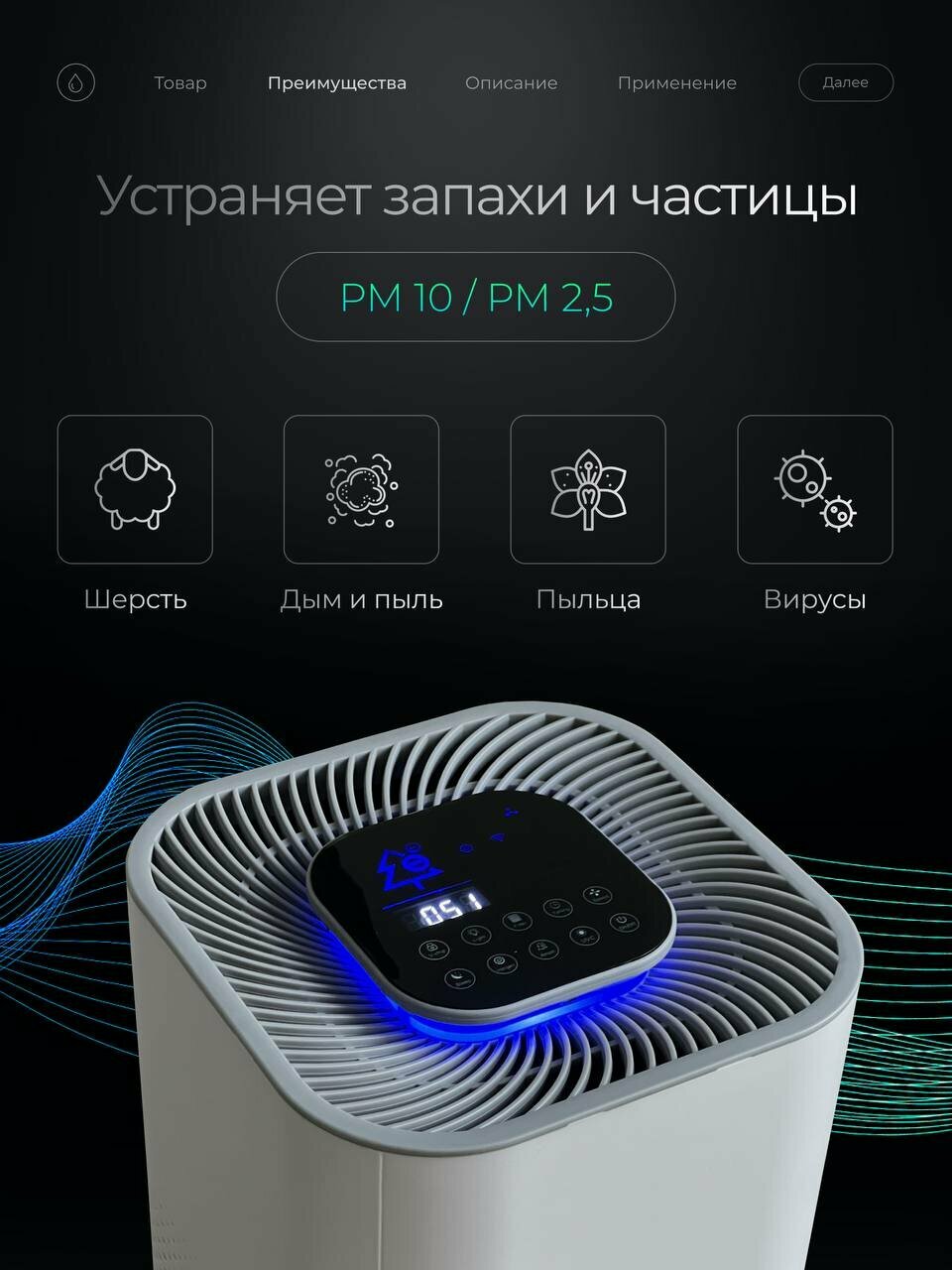 Очиститель воздуха, очиститель ионизатор воздуха для дома, воздухоочиститель от пыли, обеззараживатель, белый