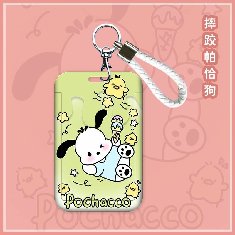 Держатель для карт с мультяшным дизайном, легкая застежка, выдвижной шнурок, держатель для удостоверения, работа, автобус, метро, детская карта, карта для еды, держатель для студенческой карты