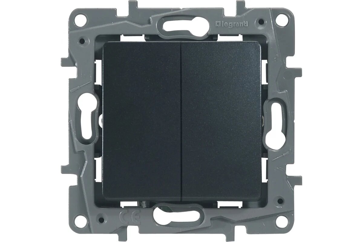 Механизм переключателя/выключателя проходного Legrand Etika двухклавишный антрацит