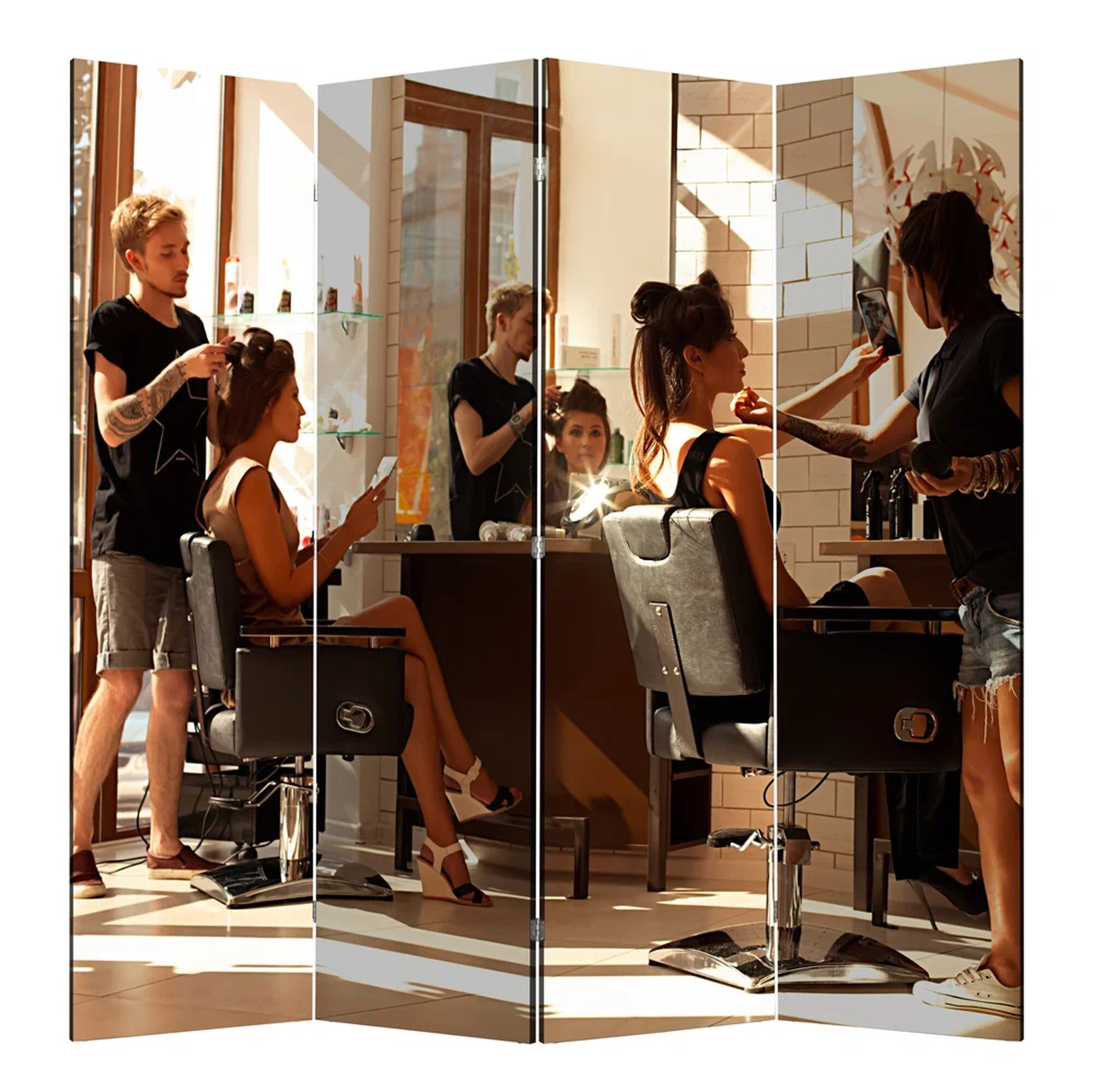 ПВХ ширма перегородка для зонирования Салон красоты - 4, размер 177х188/47 см