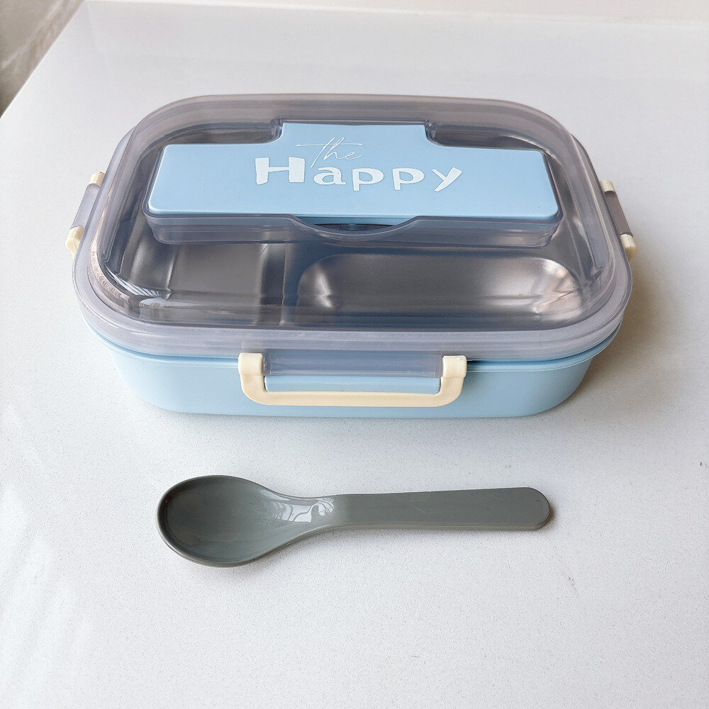 Трехсекционный ланч-бокс из нержавеющей стали с набором столовых приборов, бенто-бокс, с подогревом и изоляцией, ланч-бокс для студентов, японский стиль, экспорт, дропшиппинг в одном экземпляре