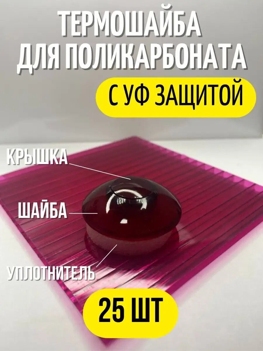 Термошайба, поликарбонат для теплиц (25 шт.) гранатовый