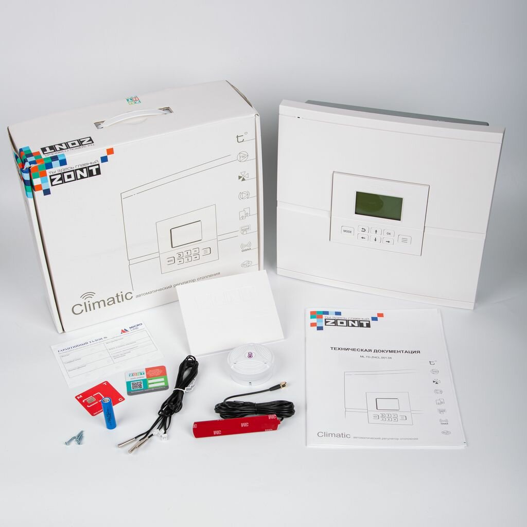 Погодозависимый автоматический регулятор ZONT Climatic 1.2 (1 прямой + 2 смесительный контур) ML00004510