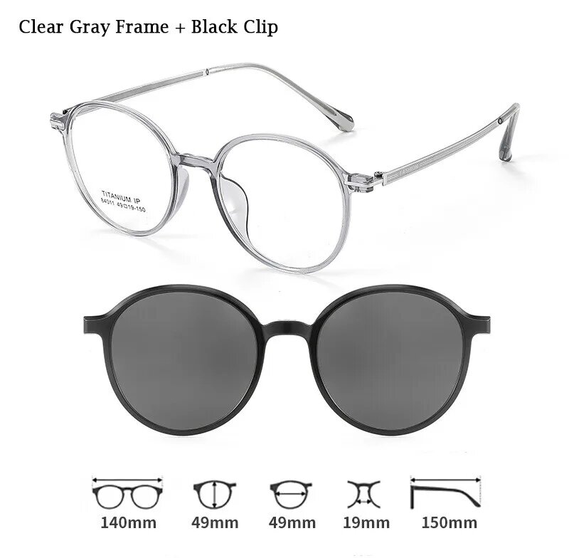 Магнитные поляризованные очки Glocco для коррекции зрения Clear Gray, Original Lenses