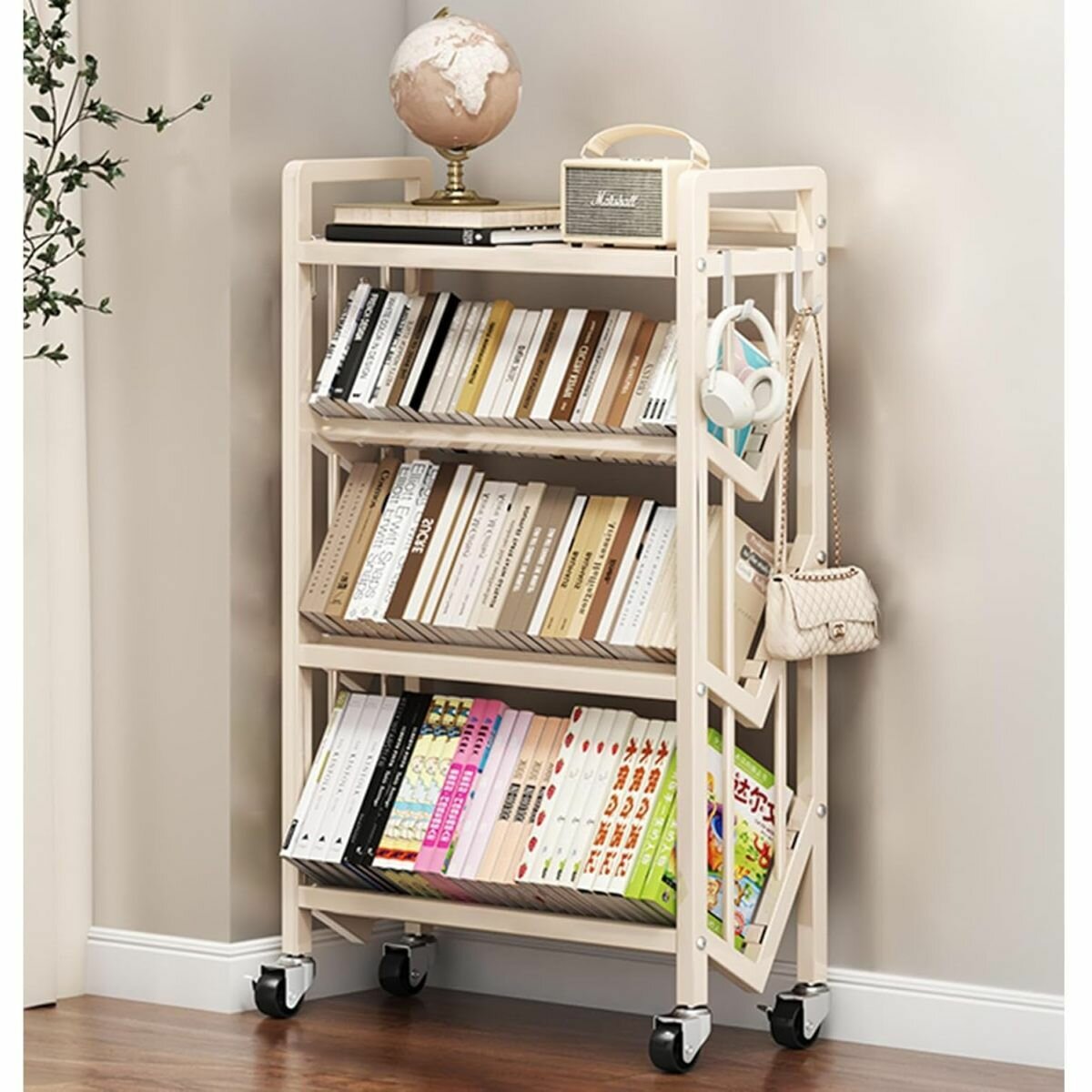 Мобильный вращающийся книжный шкаф,19*25*112cm