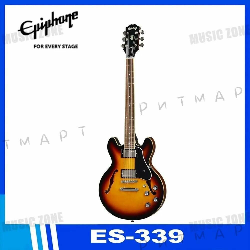 Epiphone ES-339 Vintage Sunburst / полуакустическая электрогитара, цвет натуральный