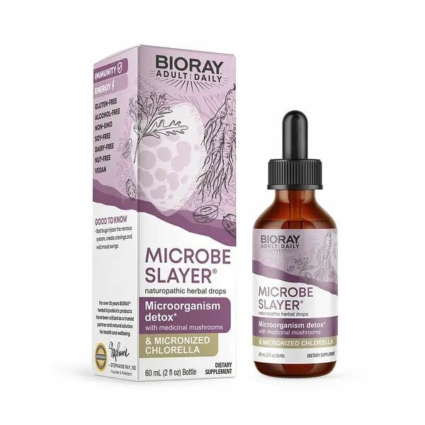 Bioray, Microbe Slayer, очищение от микроорганизмов, поддержка иммунитета и кишечника, 60 мл