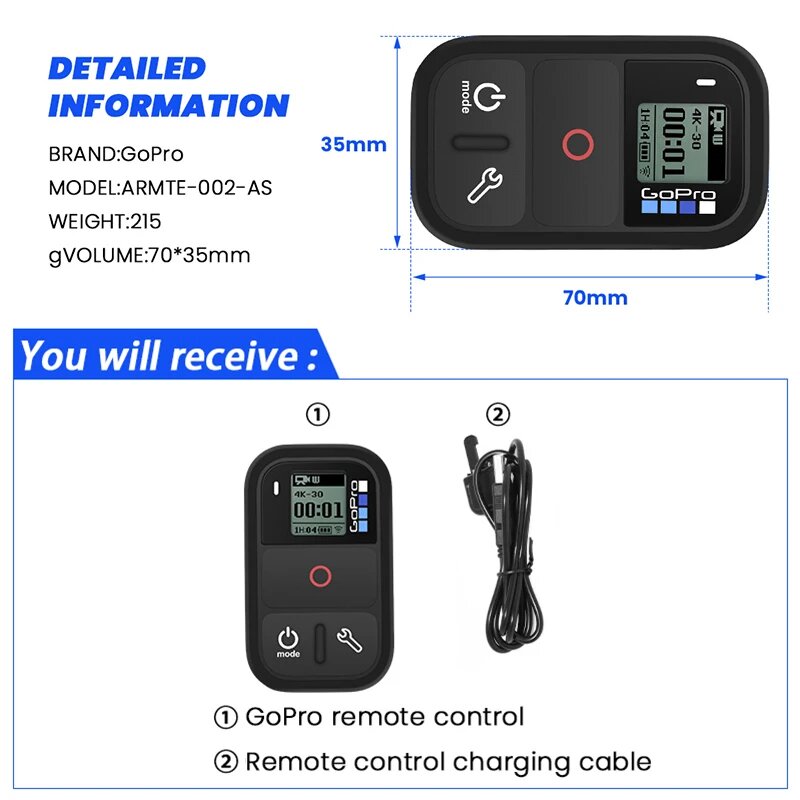 GoPro Smart Remote для GoPro HERO8 7 6 5 4 3 Black MAX