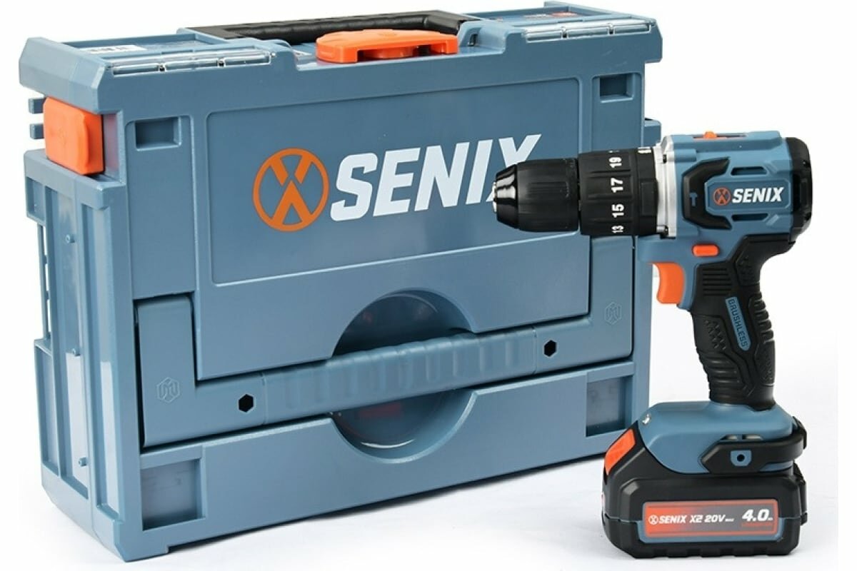 Дрель-шуруповерт ударная аккумуляторная SENIX PDHX2-M2-EU KIT с 1 АКБ 4Ач и ЗУ
