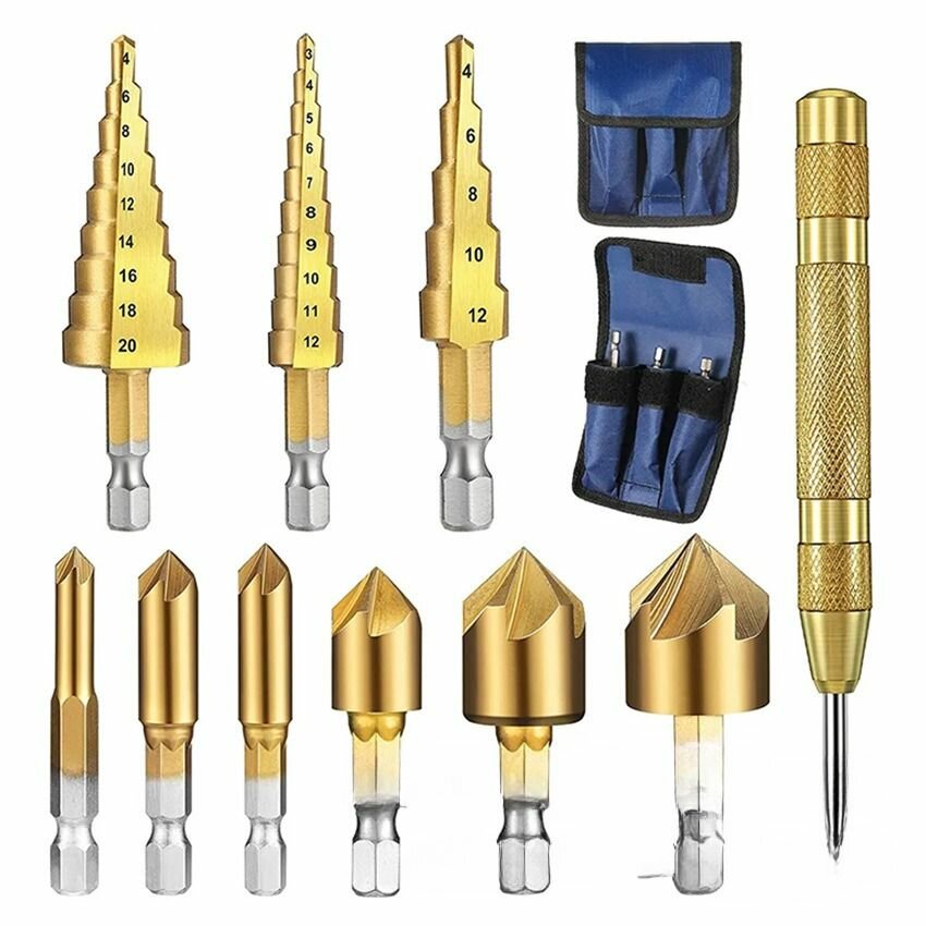 Набор сверел из 10 частей, сверло ступенчатое по металлусверел