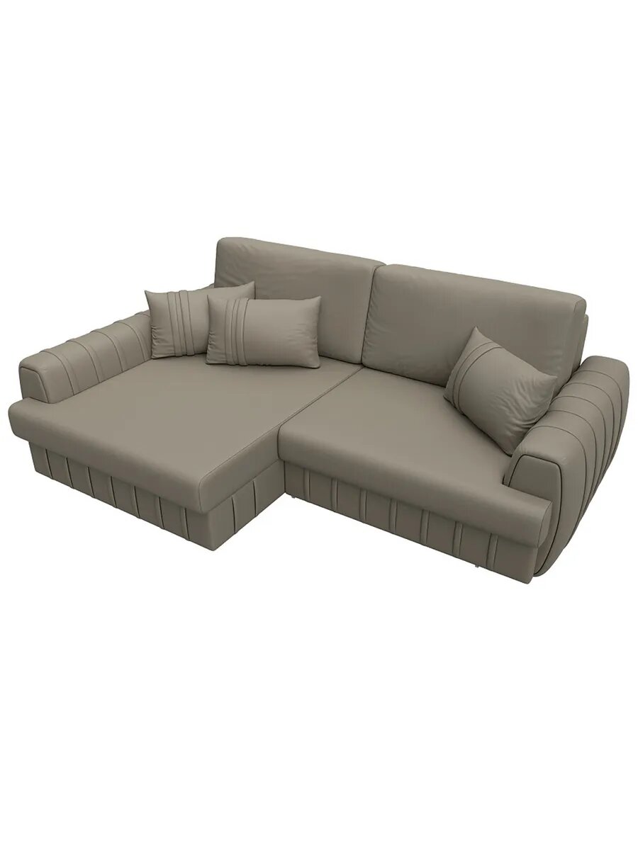 Диван угловой Монако, 240x93x163 см, со спальным местом 143х195 см, пружинный матрас, ящик для белья, угол слева, экокожа