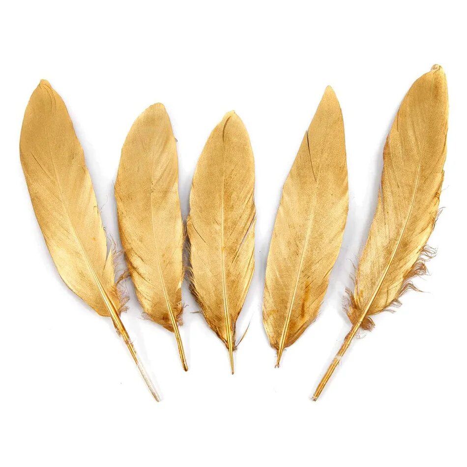 Золотистые/Серебристые гусиные перья, 10 шт. Full gold 15-20cm