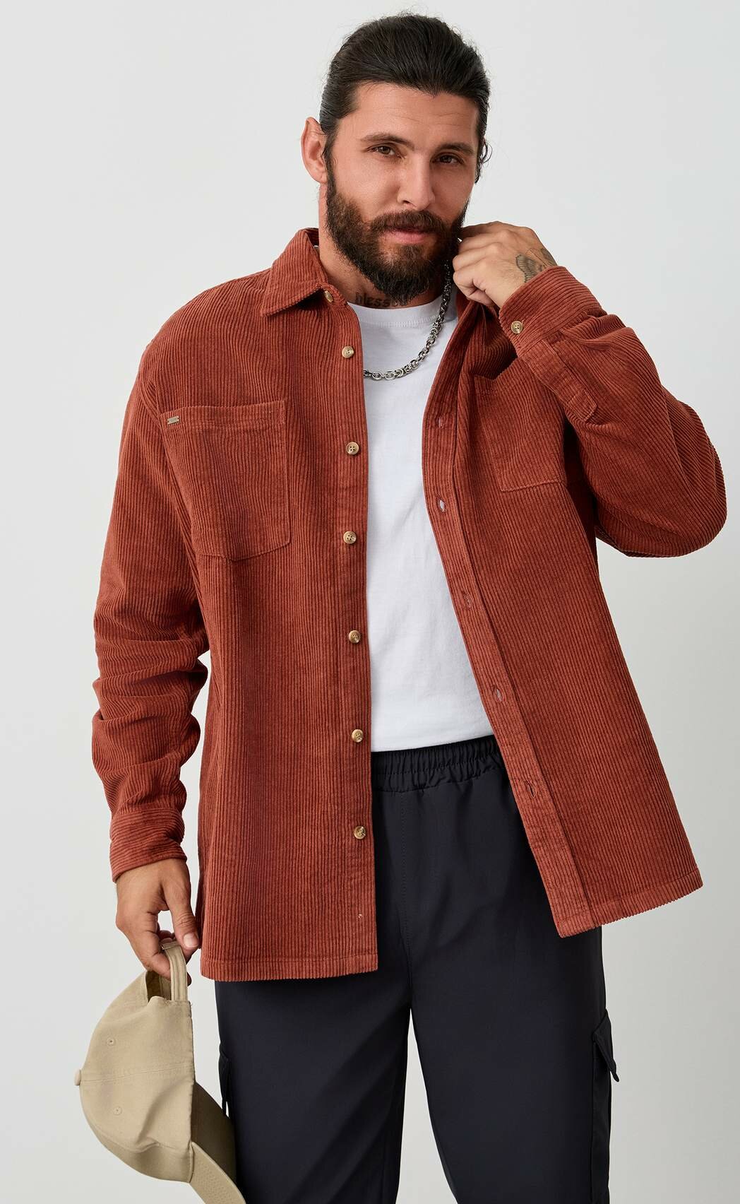 Рубашка вельветовая рубашка-куртка XL(52-54)